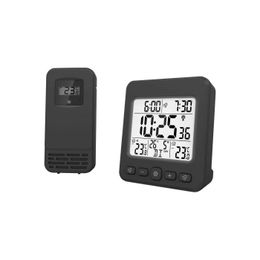 Miraval LCD Funkwecker mit Außensensor Wetterstation Datumsanzeige Funkuhr Kalender Datum 2 Alarme Datumsanzeige Snooze Funkwetterstation (Datumsanzeige