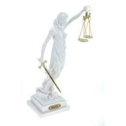 Kremers Schatzkiste Dekofigur Alabaster Justitia Göttin Figur Skulptur Themis BGB Recht Gerechtigkeit 32 cm weiß gold
