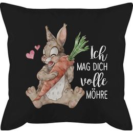 Shirtracer Dekokissen Ich mag dich volle Möhre mit Hase weiß