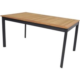 Lesli Living Gartentisch Gartentisch Tisch Tafel rechteckig Alu-Gestell mit Teakholz Platte 150x89x75