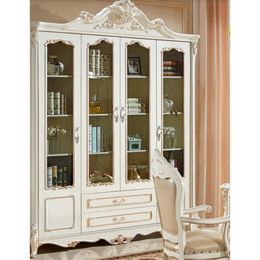 JVmoebel Bücherregal Bücherregal Antik Stil Schrank Vitrine Weiß Möbel Schränke Regal