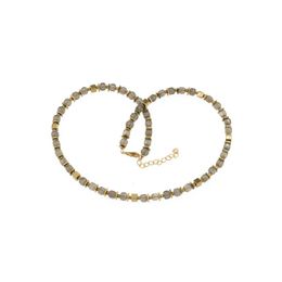 Bella Carina Perlenkette Labradorit Würfel Kette mit goldfarbenen Hämatit Scheiben und Würfeln