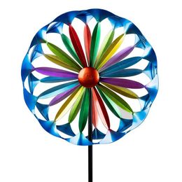 dekojohnson Deko-Windrad Windrad Blume aus Metall Gartendeko bunt 30x120cm (kein Set