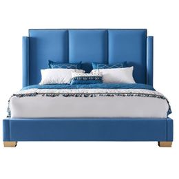 JVmoebel Bett, Schlafzimmer Design luxus Bett 150x200 Textil Doppel Bettgestell Blau