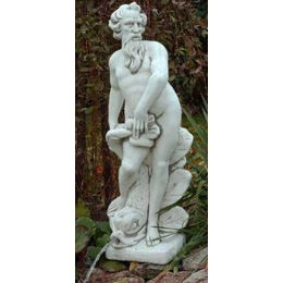 Casa Padrino Skulptur Jugendstil Wasserspeier Skulptur Neptun mit Fisch Grau 30 x 35 x H. 132 cm