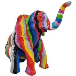 Casa Padrino Skulptur Designer Deko Skulptur sitzender Elefant Mehrfarbig H. 140 cm