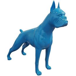 Casa Padrino Skulptur Designer Dekofigur Boxer Hund Blau 190 x H. 173 cm