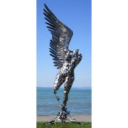 Casa Padrino Skulptur Designer Gartendeko Skulptur Engel Silber 122 x 105 x H. 305 cm