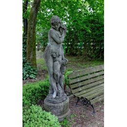 Casa Padrino Skulptur Große Jugendstil Skulptur Frau mit Blume Antik Stil Grau 40 x H 140 cm Antikstil Grau