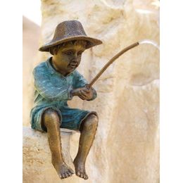 Bronzeskulpturen Skulptur Bronzefigur Junge mit Angel