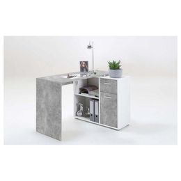 FMD Möbel Schreibtisch Schreibtisch PC Tisch Bürotisch FMD ALBRECHT Beton grau / Weiß