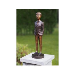 Bronzeskulpturen Skulptur Bronzefigur kleiner Junge im Anzug Wohndekoration