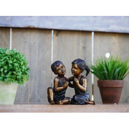 Bronzeskulpturen Skulptur Bronzefigur zwei spielende Kinder
