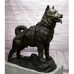 Bronzeskulpturen Skulptur Bronzefigur Husky Schlittenhund
