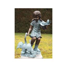 Bronzeskulpturen Skulptur Bronzefigur Mädchen mit Schwäne
