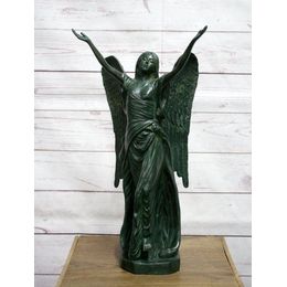 Bronzeskulpturen Skulptur Bronzefigur stehender Engel mit ausgestreckten Händen