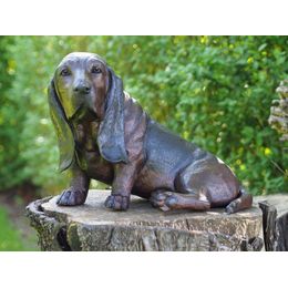 Bronzeskulpturen Skulptur Bronzefigur Basset Hund