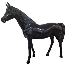 Casa Padrino Skulptur Casa Padrino Luxus Deko Skulptur Pferd Schwarz 220 x H. 195 cm
