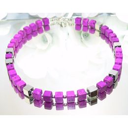 traumschmuck Collier 456h Halskette Würfelkette Würfel Schmuckstein lila violett (Geschenk