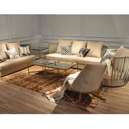 JVmoebel Wohnzimmer-Set, Design Samt Sofa Couch Gruppe Garnitur 3+2+1 Metall Set Luxus