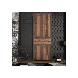 möbelando möbelando Aktenschrank Celon Aktenschrank im Vintage-Design aus Spanplatte in Betonoptik Dunkelgrau / Old Wood Vintage mit 4 Holztüren