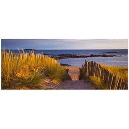 Wallario Glasbild, Weg durch die Dünen zum Meer an der Küste