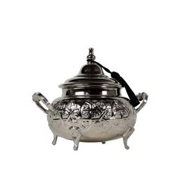 Marrakesch Orient & Mediterran Interior Zuckerdose Orientalische Zuckerdosen Dosen aus Messing in Silber Bensu 12cm