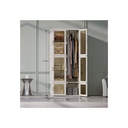 WISHDOR Kleiderschrank Kleiderschrank Faltschrank faltbare Garderobe Schlafzimmerschrank (mit Kleiderstange und 6 Türen) 170x69x50 cm