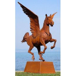 Casa Padrino Skulptur Casa Padrino Luxus Deko Skulptur Pegasus Pferd mit Sockel Rost 288 x 175 x H. 305 cm