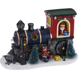BURI Dekofigur Weihnachtszug mit bunten LEDs Weihnachtsdeko Eisenbahn Dampflok Weihna