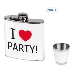 EDCO Flachmann FLACHMANN 200ml mit Becher Weiss in Geschenkbox Edelstahl 13 (Weiss)