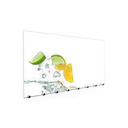 Primedeco Garderobenpaneel Magnetwand und Memoboard aus Glas Limetten auf Wassersplash