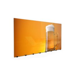 Primedeco Garderobenpaneel Magnetwand und Memoboard aus Glas Bierglas mit Schaum