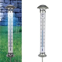 Haushalt-International Haushalt International Gartenthermometer Solar Thermometer Gartenthermometer LED Außenthermometer