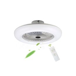 Clanmacy Deckenventilator 80W Deckenventilator Fernbedienung Dimmbar Ventilator Lampe Timer Wohn Weiß LED