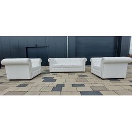 JVmoebel Wohnzimmer-Set Luxus Sofagarnitur 3+1+1 Sofa Leder 100% Wohnzimmer Sofort