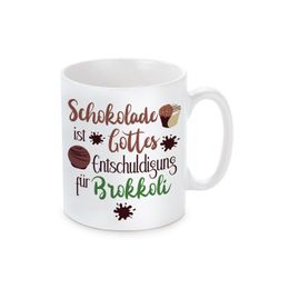 Herzbotschaft Tasse Kaffeebecher mit Motiv Schokolade ist Gottes Entschuldigung