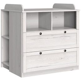 Stylefy Kinderkleiderschrank Raoul Eiche Bianco (Wickelregal