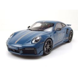 Minichamps Modellauto Porsche 911 992 Turbo S Coupe Sport Design 2021 blau Modellauto 1:18