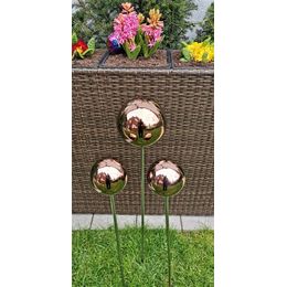 Jürgen Bocker - Gartenambiente Gartenstecker Rosenkugel Edelstahl Golden Rose poliert Stab 80 cm Gartenstecker