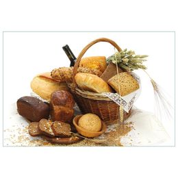 Wallario Küchenrückwand Brot und Brötchen im eleganten Korb