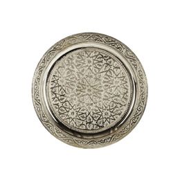 Marrakesch Orient & Mediterran Interior Tablett Orientalisches rundes Tablett aus Messing Mehdia 35cm Deko