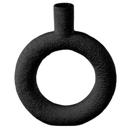 Present Time Skulptur Vase Ring Oval Round Polyresin Black (18x3