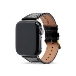GOLDBLACK Smartwatch-Armband Apple Watch Armband Croco schwarz (Adapter gold)