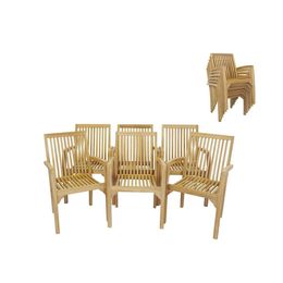 AFG Gartenstuhl Gartenstühle Stapelstühle 6er Set massiv Teak (6 St)