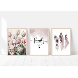 homestyle-accessoires Poster Bilderset FAMILY IS A LITTLE WORLD MADE OF LOVE 3er SET