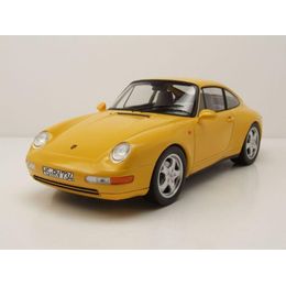 Norev Modellauto Porsche 911 993 Carrera 1994 gelb Modellauto 1:18 Norev