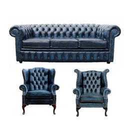 JVmoebel Sofa Luxus Klassische Chesterfield Sofagarnitur 3 Sitzer + Ohrensessel Neu