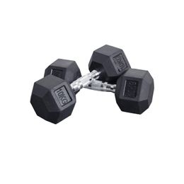 body coach Kurzhantel Hexagon Hantel-Set 5 bis 30kg gummierte sechs-eckige Gewichte Gusseisen verchromter Hantel-Griff