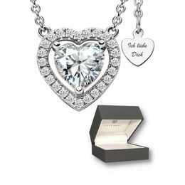 LOVENEST Herzkette Herzkette Silber 925 Halskette mit *Ich Liebe Dich* Herz-Anhänger (Silberkette Anhänger Geschenke für Frauen Weihnachtsgeschenk Freundin